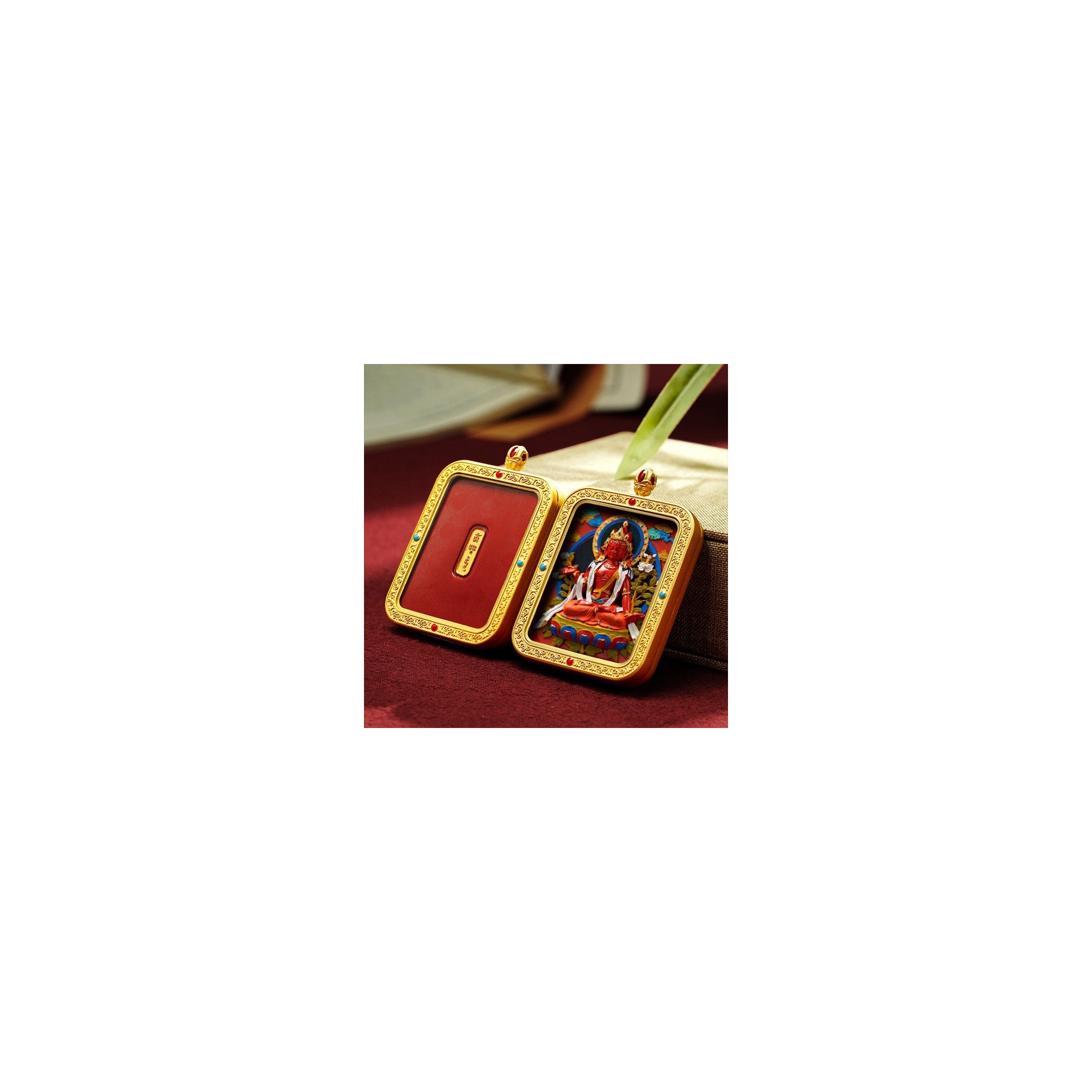 Hand-Painted 3D Thangka Buddha Mahasthamaprapta Red Sand Brass Pendant ...
